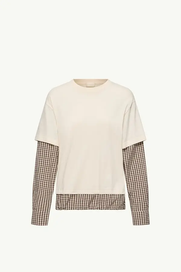 Moncler Layered-effect Vichy Cotton Blend T-shirt