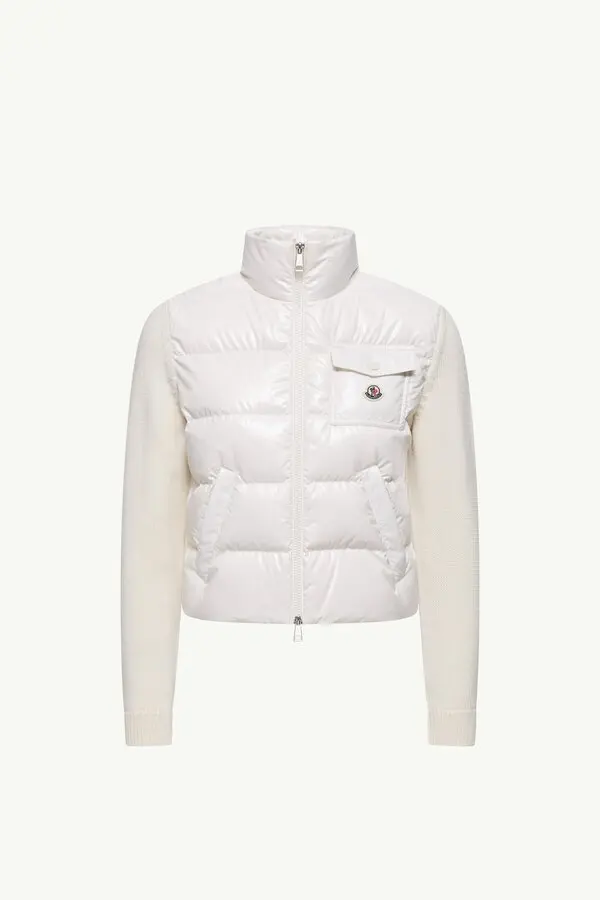 Moncler Padded Zip-up Wool Cardigan - White
