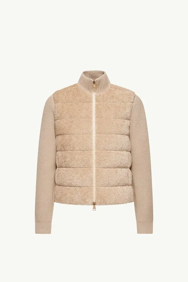 Moncler Padded Teddy & Wool Zip-up Cardigan