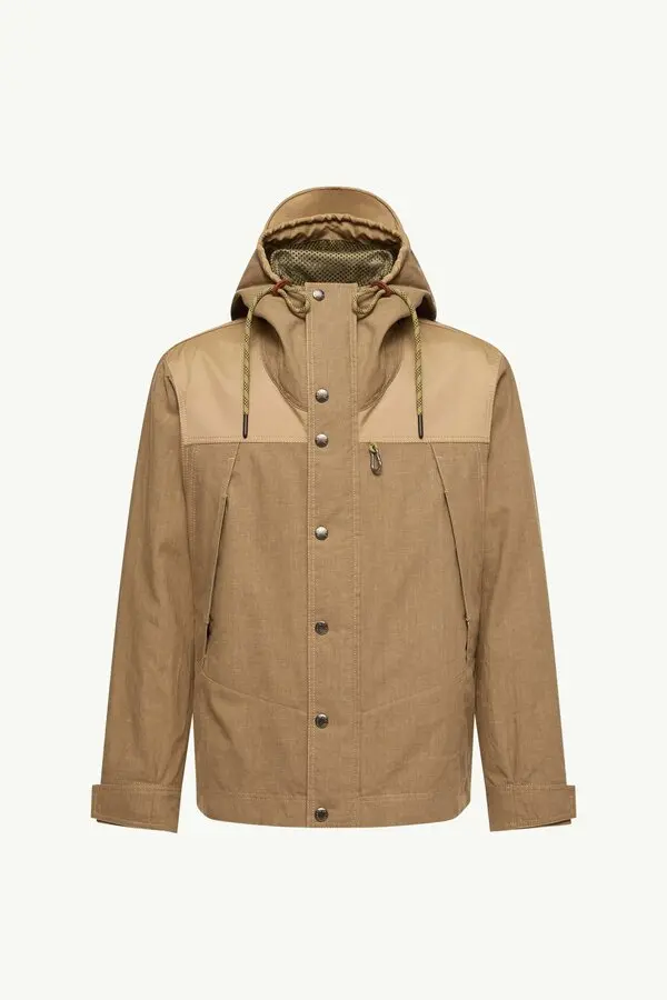 Moncler Givors Linen Hooded Jacket - Brown