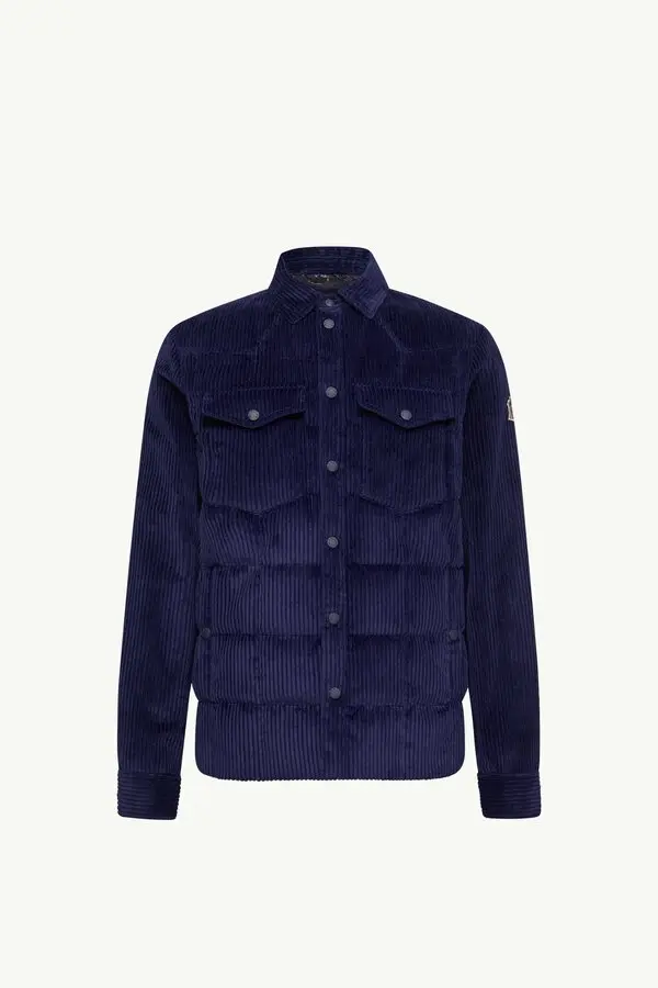 Moncler Gelt Corduroy Down Shirt Jacket - Blue