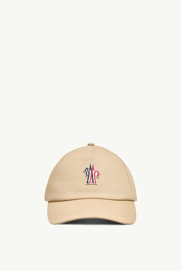 Moncler Logo Cotton Baseball Cap - Beige
