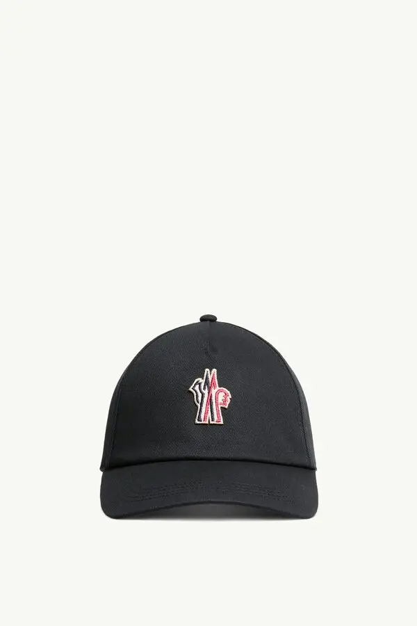 Moncler Logo Cotton Baseball Cap - Black