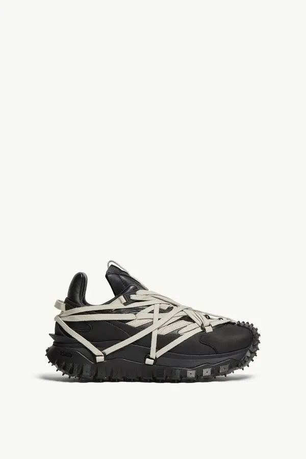 MONCLER + RICK OWENS Trailgrip Megalace Leather Sneakers - Black
