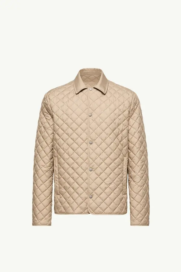 Moncler Avrelie Diamond Quilted Padded Shirt Jacket - Beige