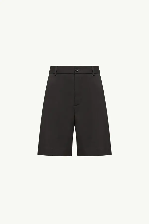 Moncler Wool Blend Gabardine Bermuda Shorts - Black