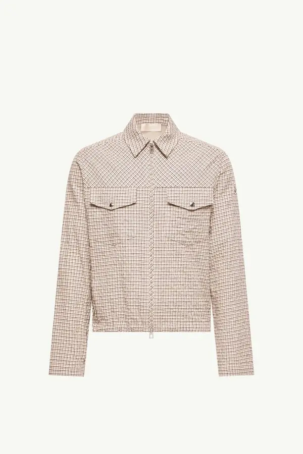 Moncler Micro Madras Flannel Shirt Jacket - White