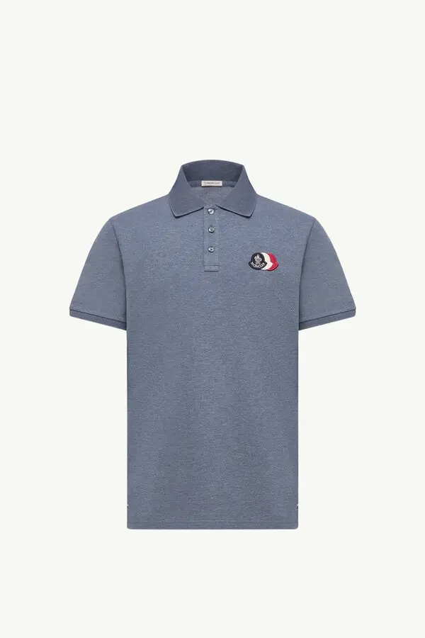 Moncler Cotton Piquet Polo Shirt - Blue