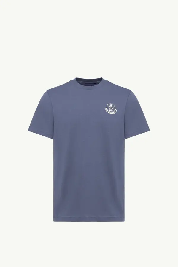 Moncler Cotton Jersey Logo Patch T-shirt - Blue