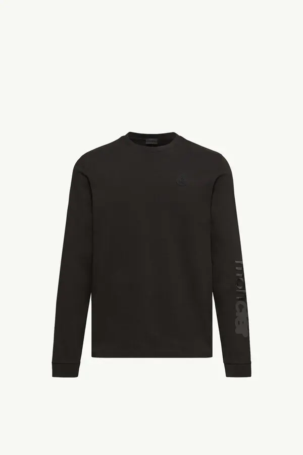 Moncler Cotton Jersey Long Sleeve T-shirt - Black