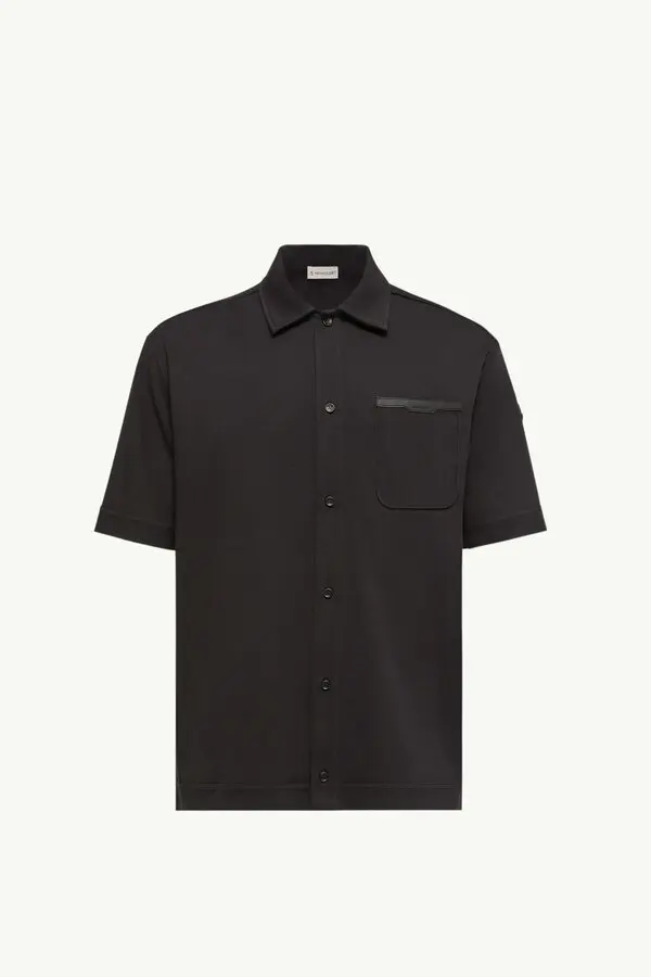 Moncler Leather Logo Cotton Short Sleeve Shirt
