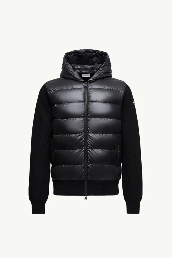 Moncler Padded Wool Zip-up Hoodie - Black