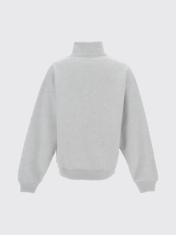 Jacquemus High Neck Relaxed Fit Cotton Jumper With Zip - Grey