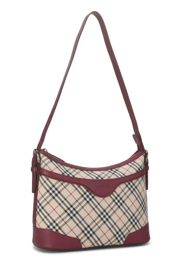 Burberry Burgundy House Check Jacquard Shoulder Bag