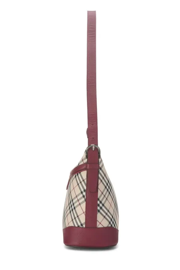 Burberry Burgundy House Check Jacquard Shoulder Bag
