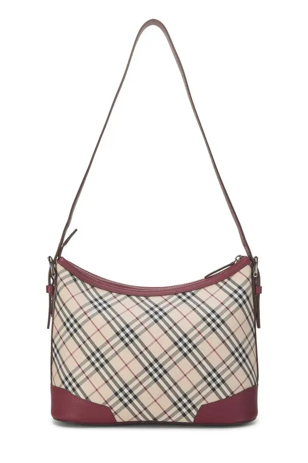 Burberry Burgundy House Check Jacquard Shoulder Bag