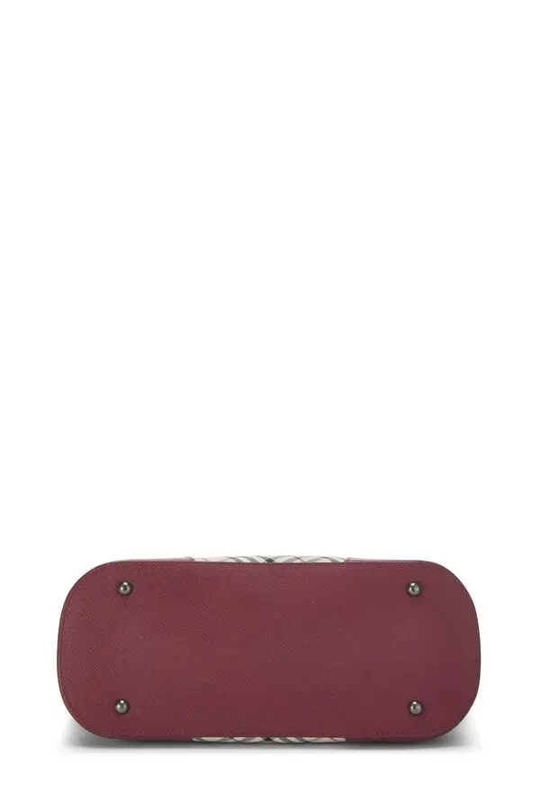 Burberry Burgundy House Check Jacquard Shoulder Bag