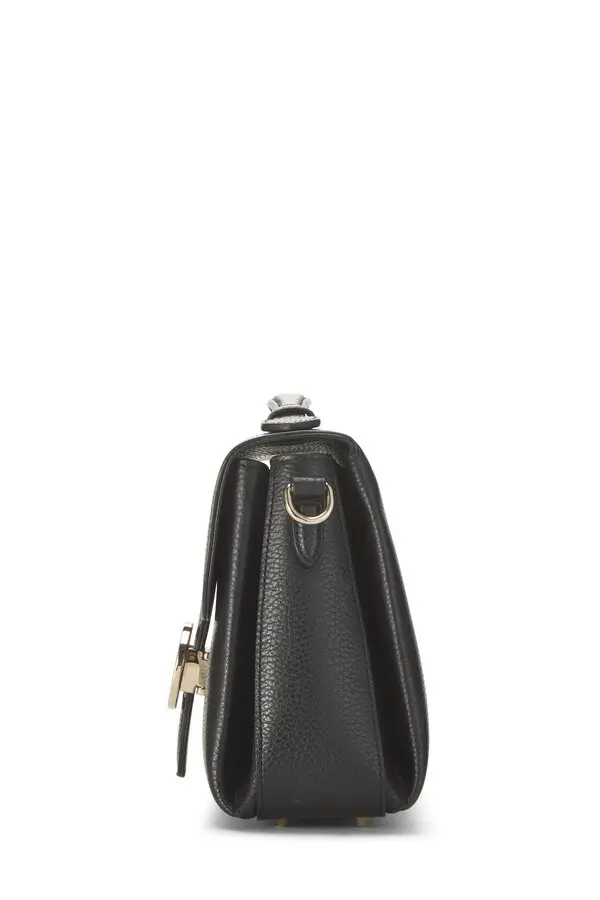 Gucci Leather Interlocking Top Handle Bag - Black