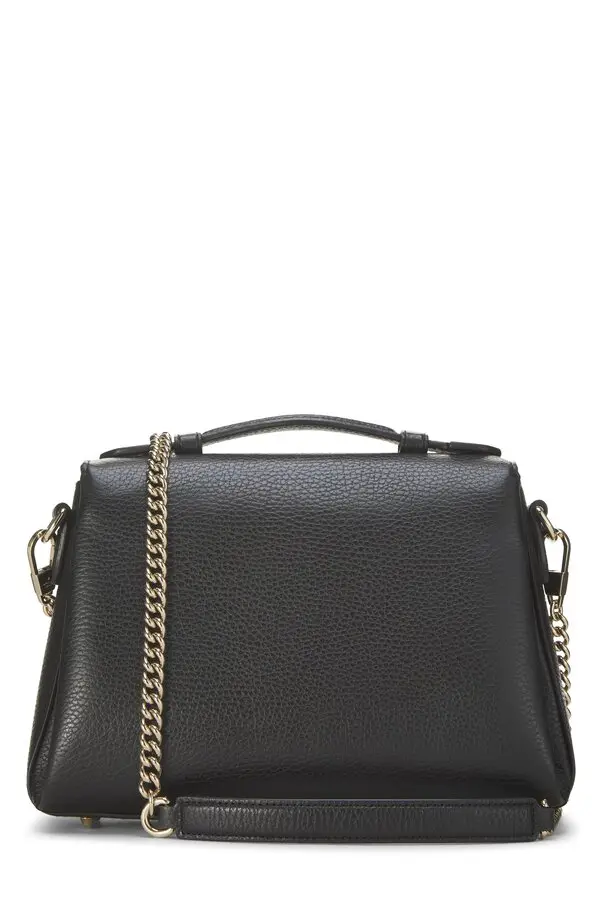 Gucci Leather Interlocking Top Handle Bag - Black