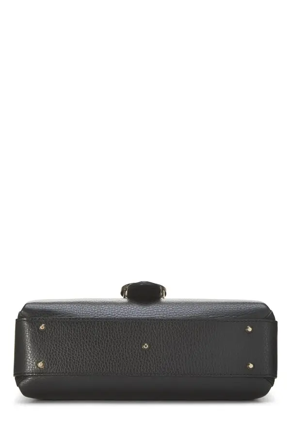 Gucci Leather Interlocking Top Handle Bag - Black