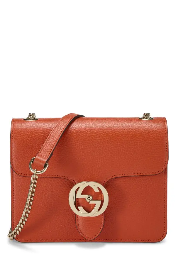 Gucci Leather Interlocking Crossbody Bag - Orange