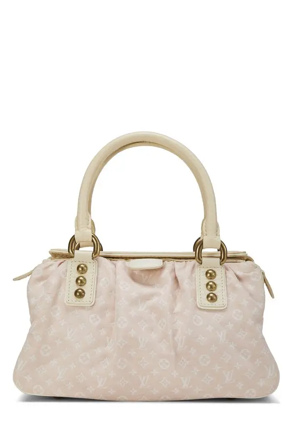 LOUIS VUITTON White & Monogram Mini Lin Trapeze - Pink