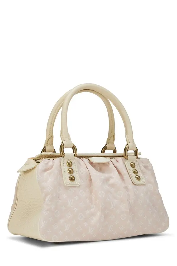 LOUIS VUITTON White & Monogram Mini Lin Trapeze