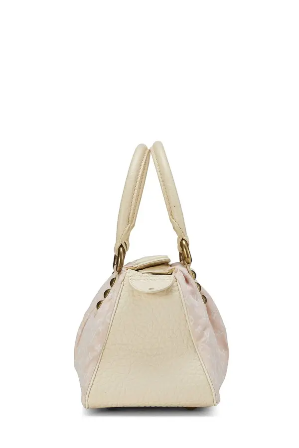 LOUIS VUITTON White & Monogram Mini Lin Trapeze