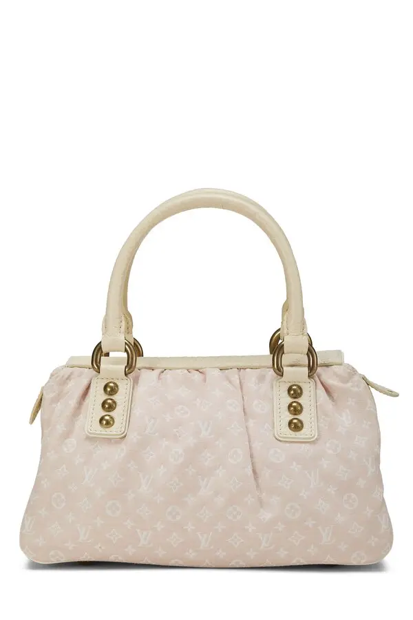 LOUIS VUITTON White & Monogram Mini Lin Trapeze