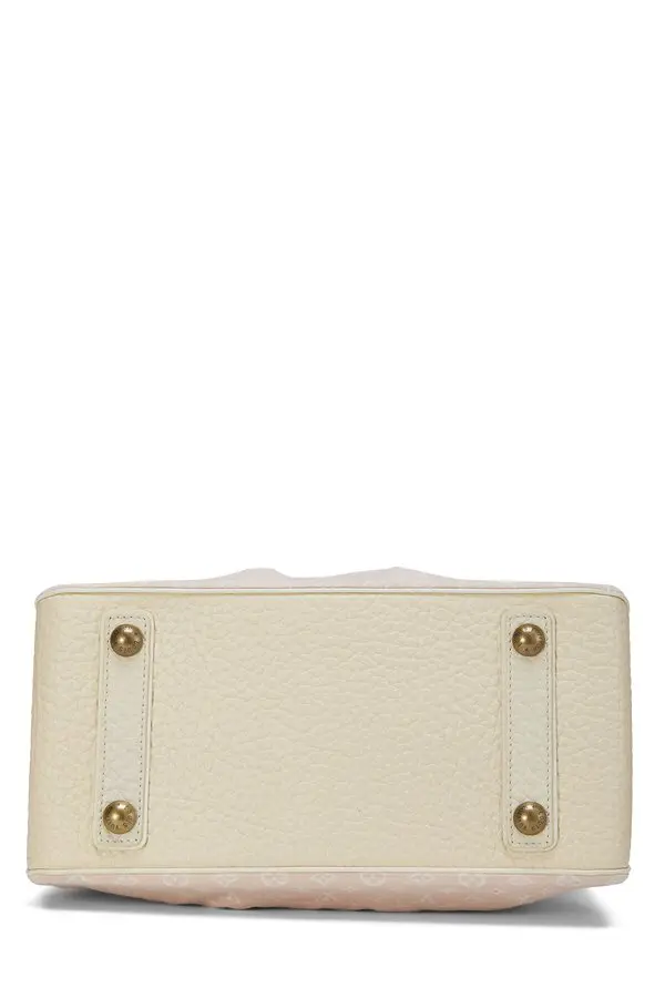 LOUIS VUITTON White & Monogram Mini Lin Trapeze