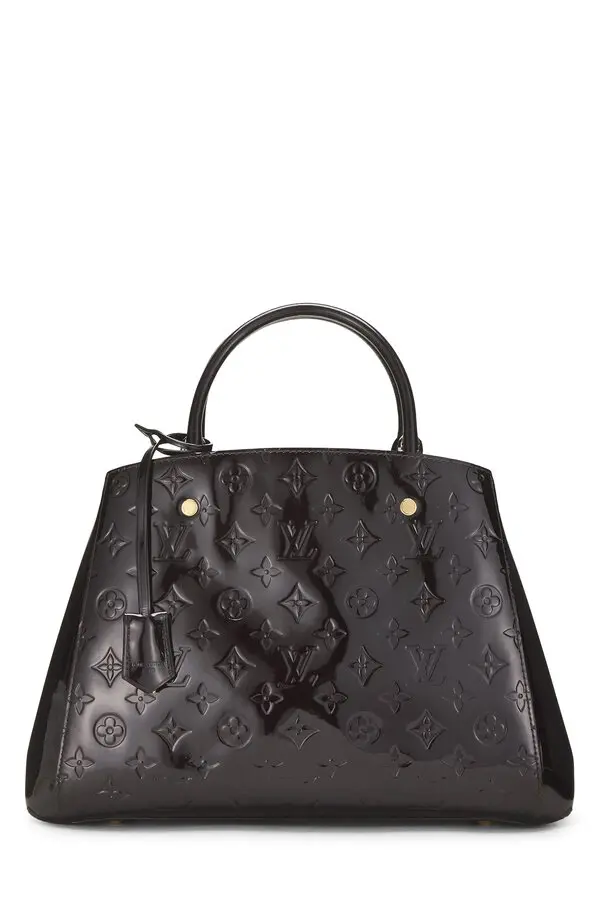 LOUIS VUITTON Monogram Vernis Montaigne Top Handle Bag - Black