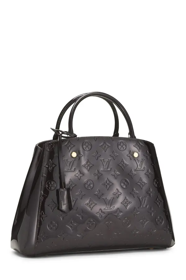 LOUIS VUITTON Monogram Vernis Montaigne Top Handle Bag - Black