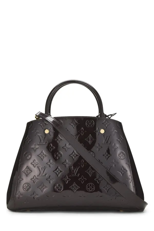 LOUIS VUITTON Monogram Vernis Montaigne Top Handle Bag - Black