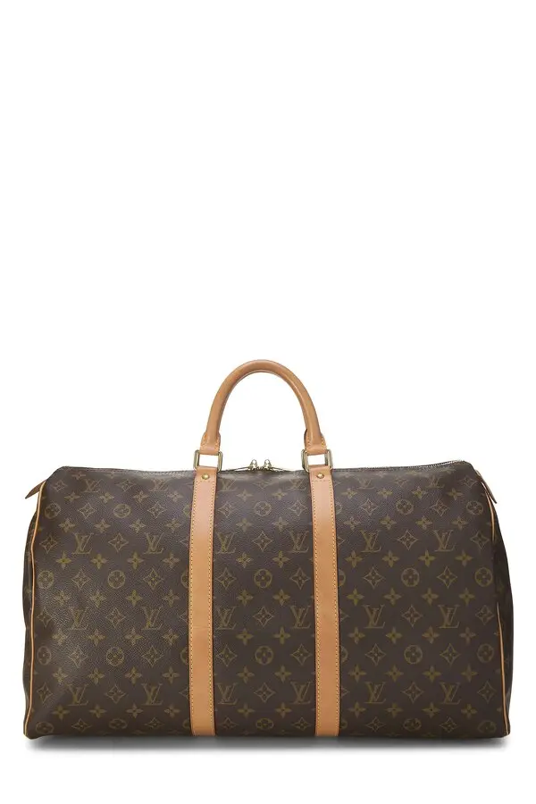LOUIS VUITTON Monogram Keepall 50 Duffle Bag - Brown