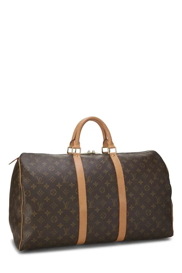 LOUIS VUITTON Monogram Keepall 50 Duffle Bag - Brown