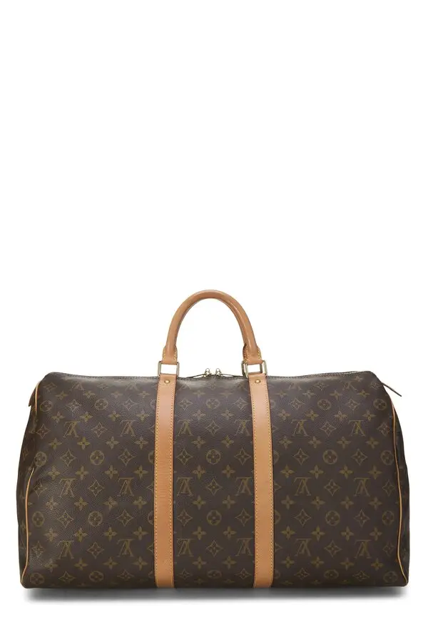LOUIS VUITTON Monogram Keepall 50 Duffle Bag - Brown