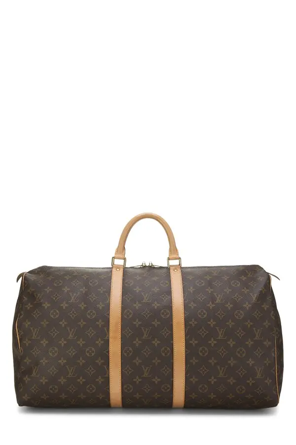 LOUIS VUITTON Monogram Keepall 55 Duffle Bag - Brown