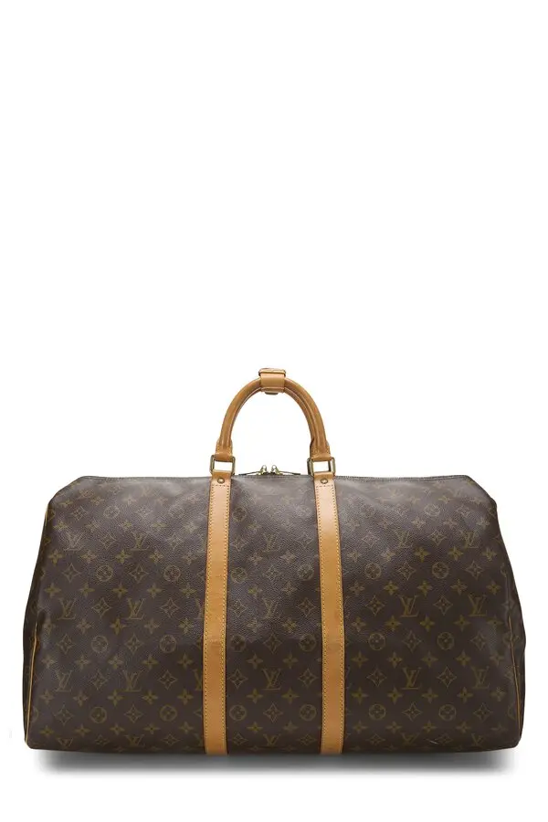 LOUIS VUITTON Monogram Keepall 55 Duffle Bag - Brown