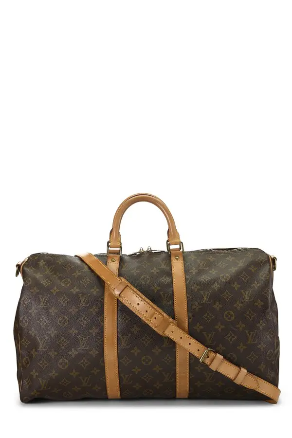LOUIS VUITTON Keepall Bandouliere 50 Monogram Duffle Bag - Brown