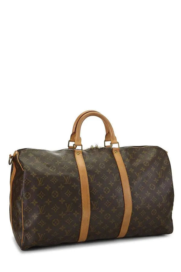 LOUIS VUITTON Keepall Bandouliere 50 Monogram Duffle Bag - Brown