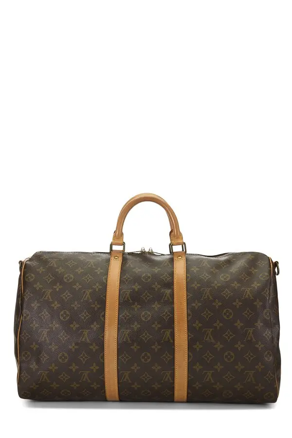 LOUIS VUITTON Keepall Bandouliere 50 Monogram Duffle Bag - Brown