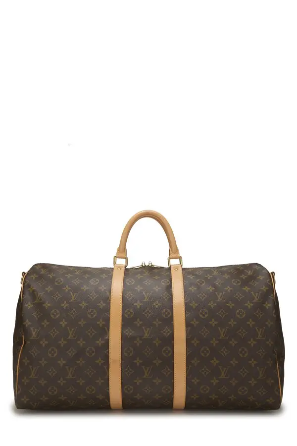 LOUIS VUITTON Monogram Keepall Bandouliere Bag 55 - Brown