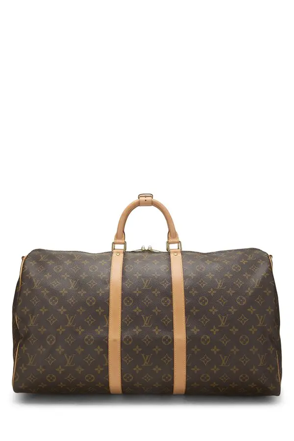 LOUIS VUITTON Monogram Keepall Bandouliere Bag 55 - Brown