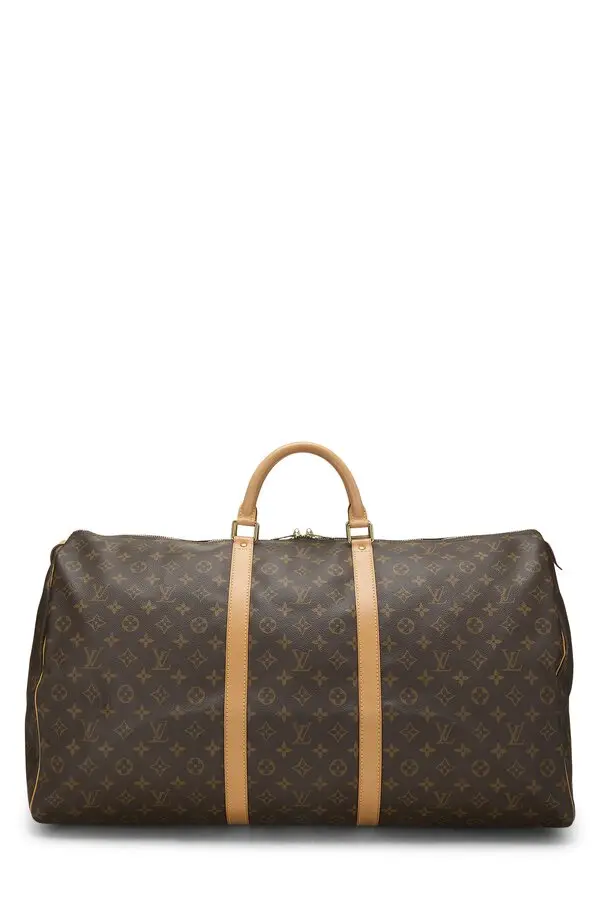 LOUIS VUITTON Monogram Keepall 60 Duffle Bag - Brown
