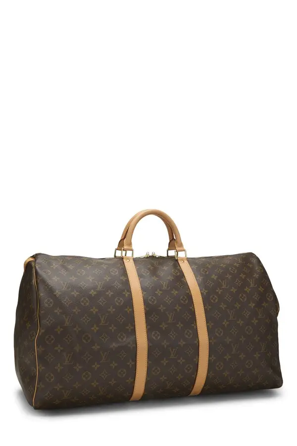 LOUIS VUITTON Monogram Keepall 60 Duffle Bag - Brown