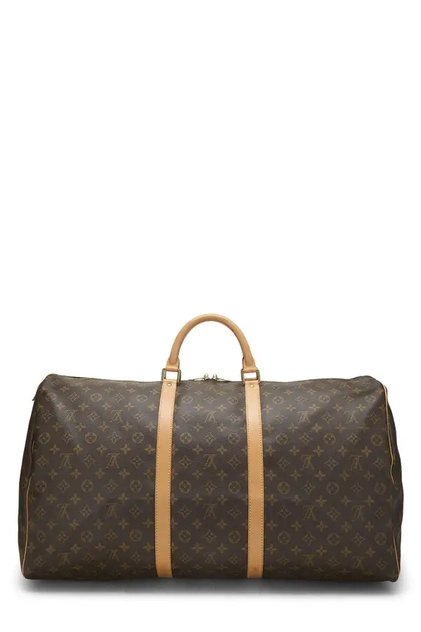 LOUIS VUITTON Monogram Keepall 60 Duffle Bag - Brown