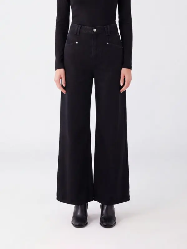 Isabel Marant Étoile Lemony Wide-leg Jeans In Cotton Denim - Black