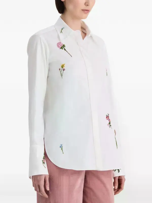 Oscar De La Renta Beaded Floral-embroidered Blouse