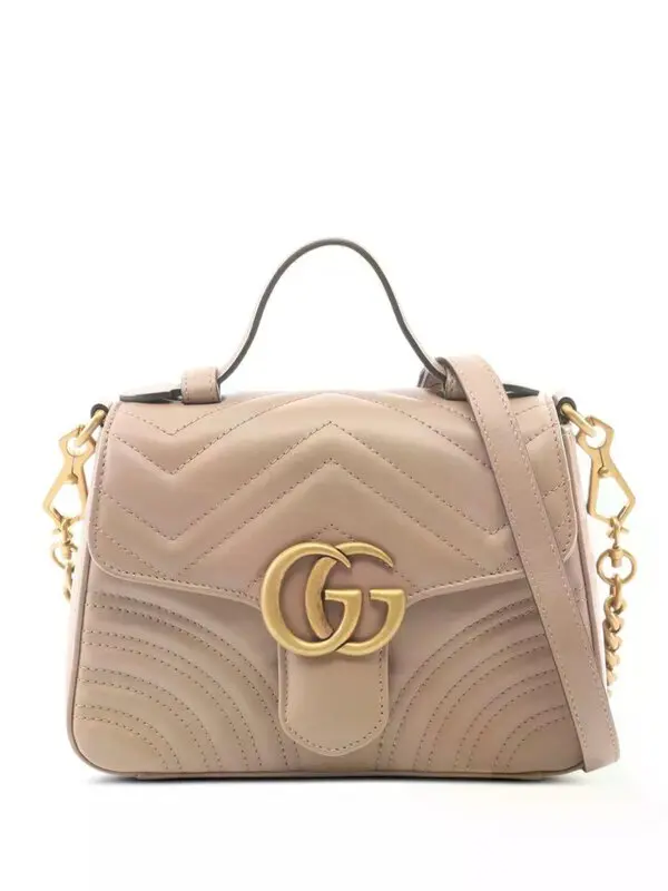 Gucci Mini Gg Marmont Matelassé Leather Top Handle Bag - Neutrals