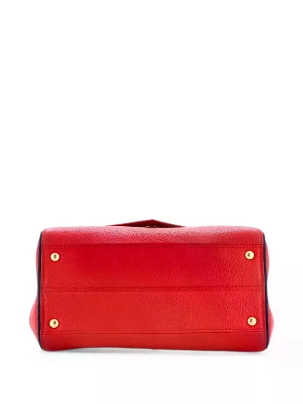 LOUIS VUITTON Double V Handbag In Calfskin With Monogram Canvas Satchel - Red